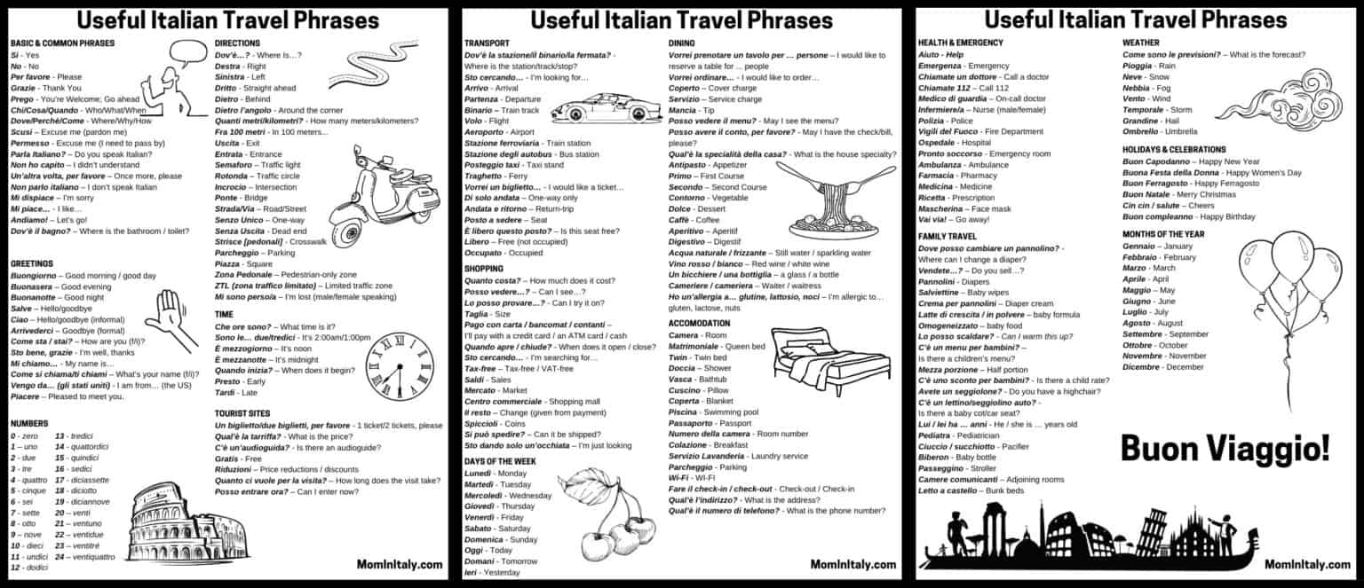 100+ USEFUL ITALIAN TRAVEL PHRASES – From A Travel Guide In Italy ...